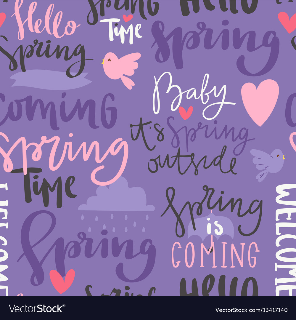Spring time lettering text greeting card Vector Image