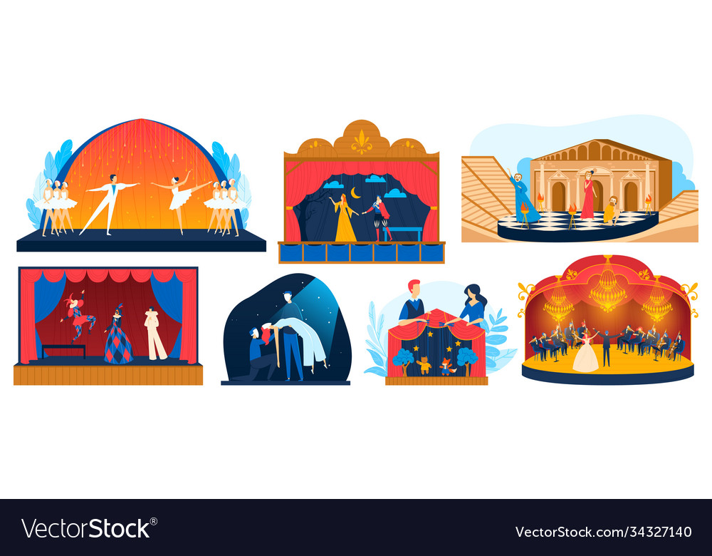 Theater performance set Royalty Free Vector Image