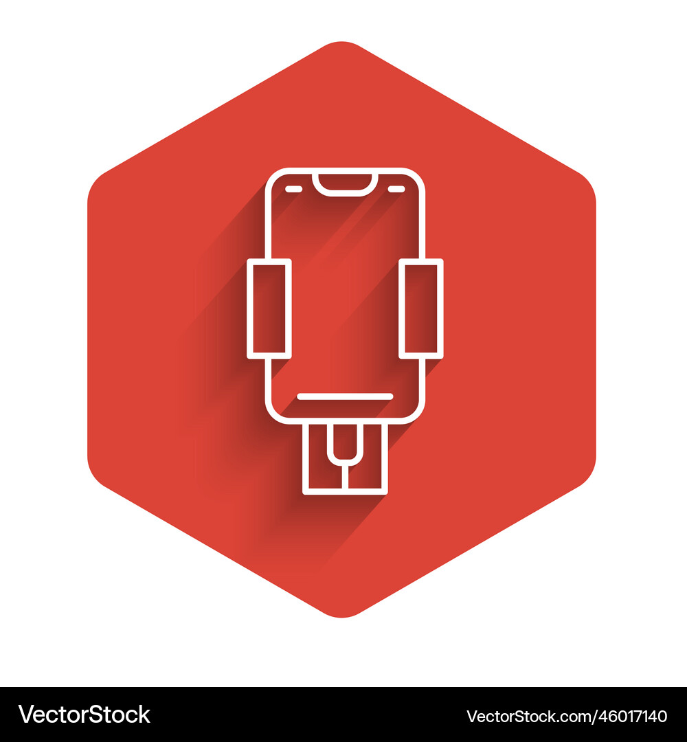 White line mobile phone holder icon isolated Vector Image