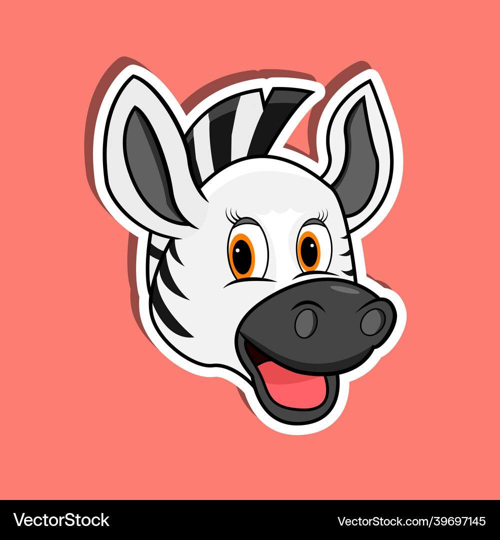 Animal face sticker with zebra character design Vector Image