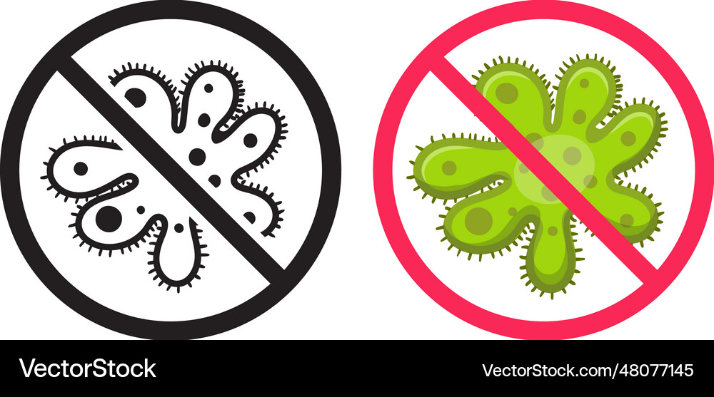 Antibacterial icon icons set ban virus Royalty Free Vector