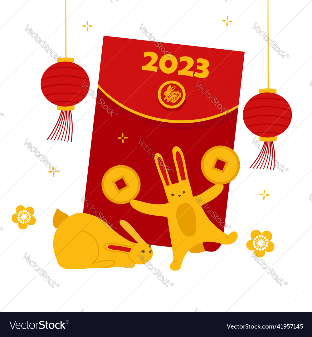 Chinese new year card 2023 of rabbit Royalty Free Vector
