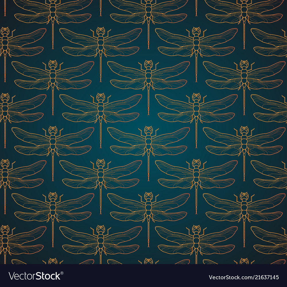 Dragonfly pattern seamless Royalty Free Vector Image