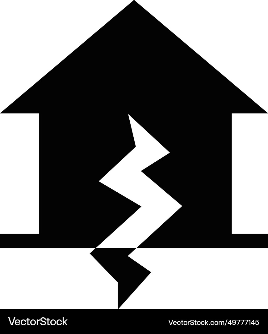 Earthquake damage house icon Royalty Free Vector Image