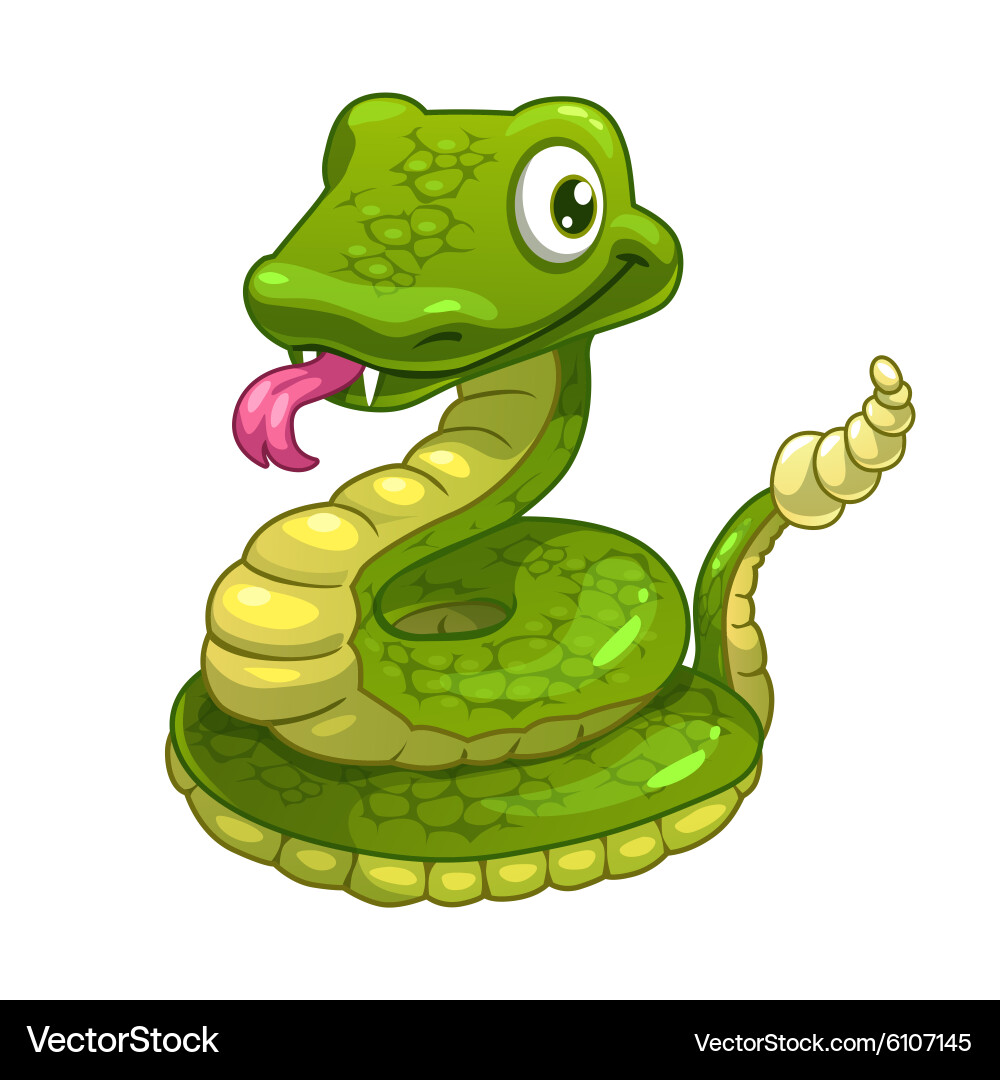 Funny cartoon smiling green snake Royalty Free Vector Image
