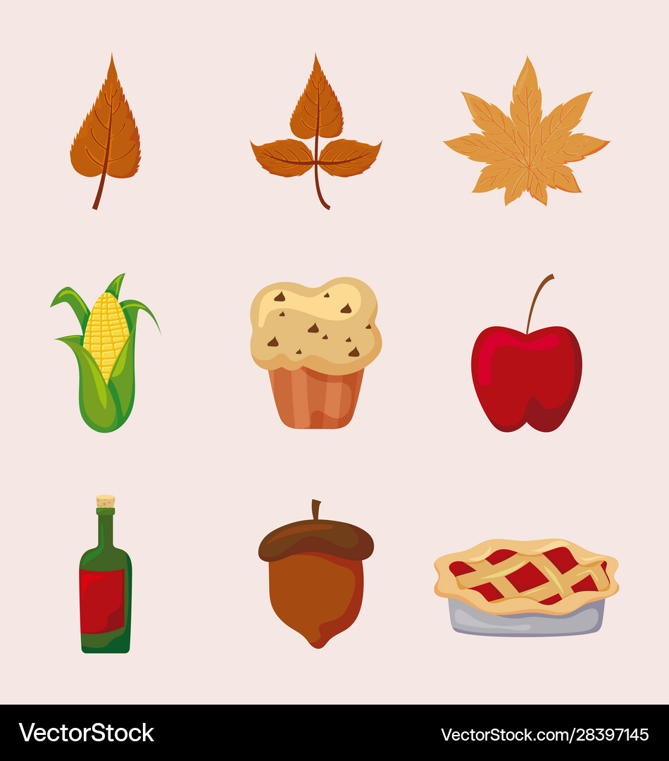 Happy thanksgiving day icon set design Royalty Free Vector