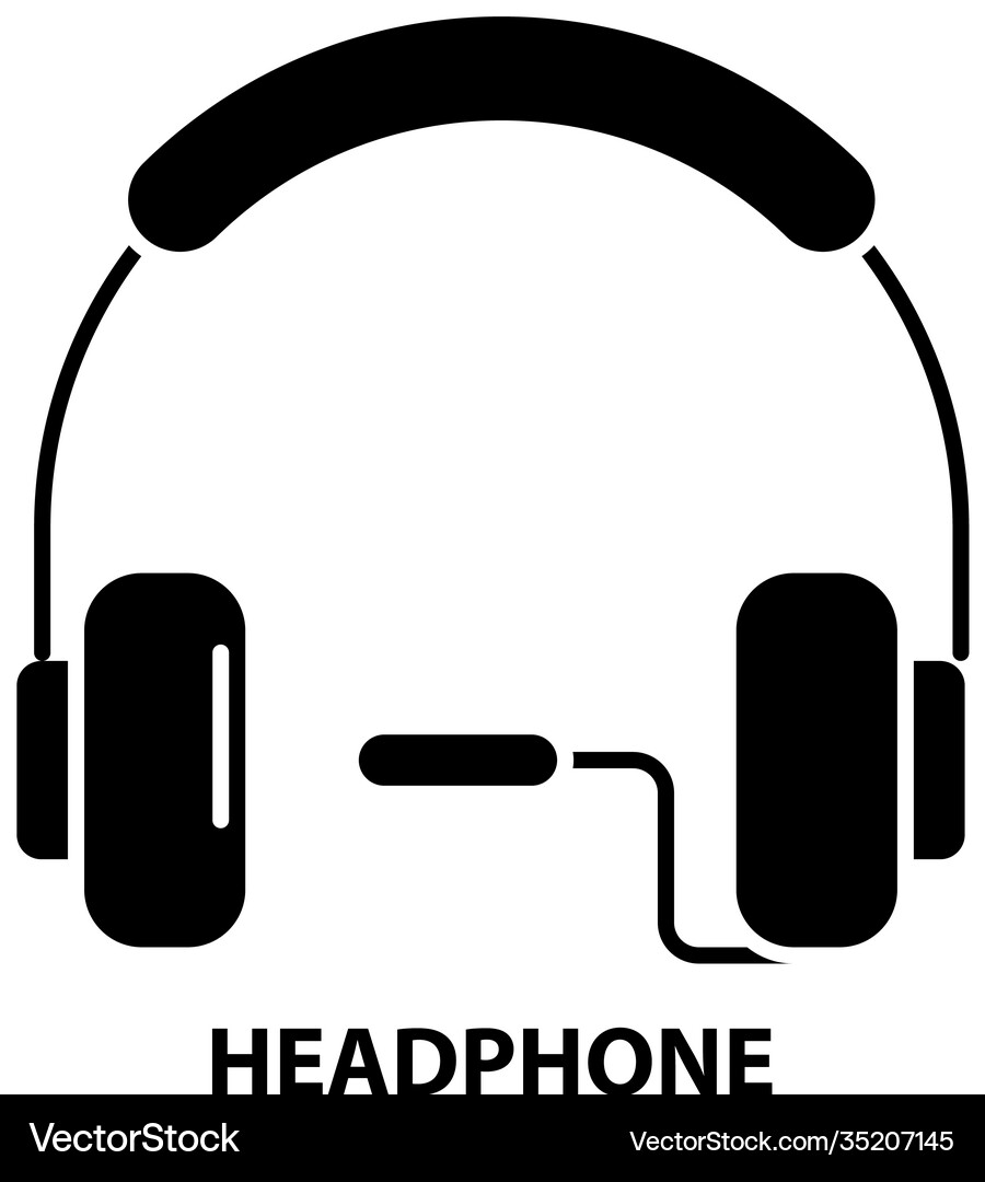 Headphone symbol icon black sign Royalty Free Vector Image