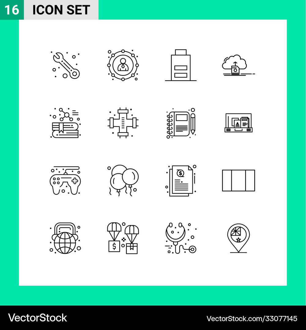 Set 16 outlines on grid for chemistry Royalty Free Vector