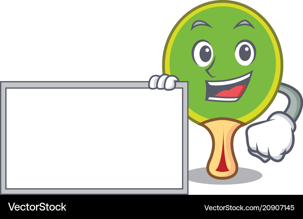 With board ping pong racket character cartoon Vector Image