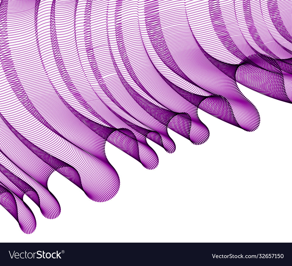 3d particles mesh array sound wave flowing Vector Image