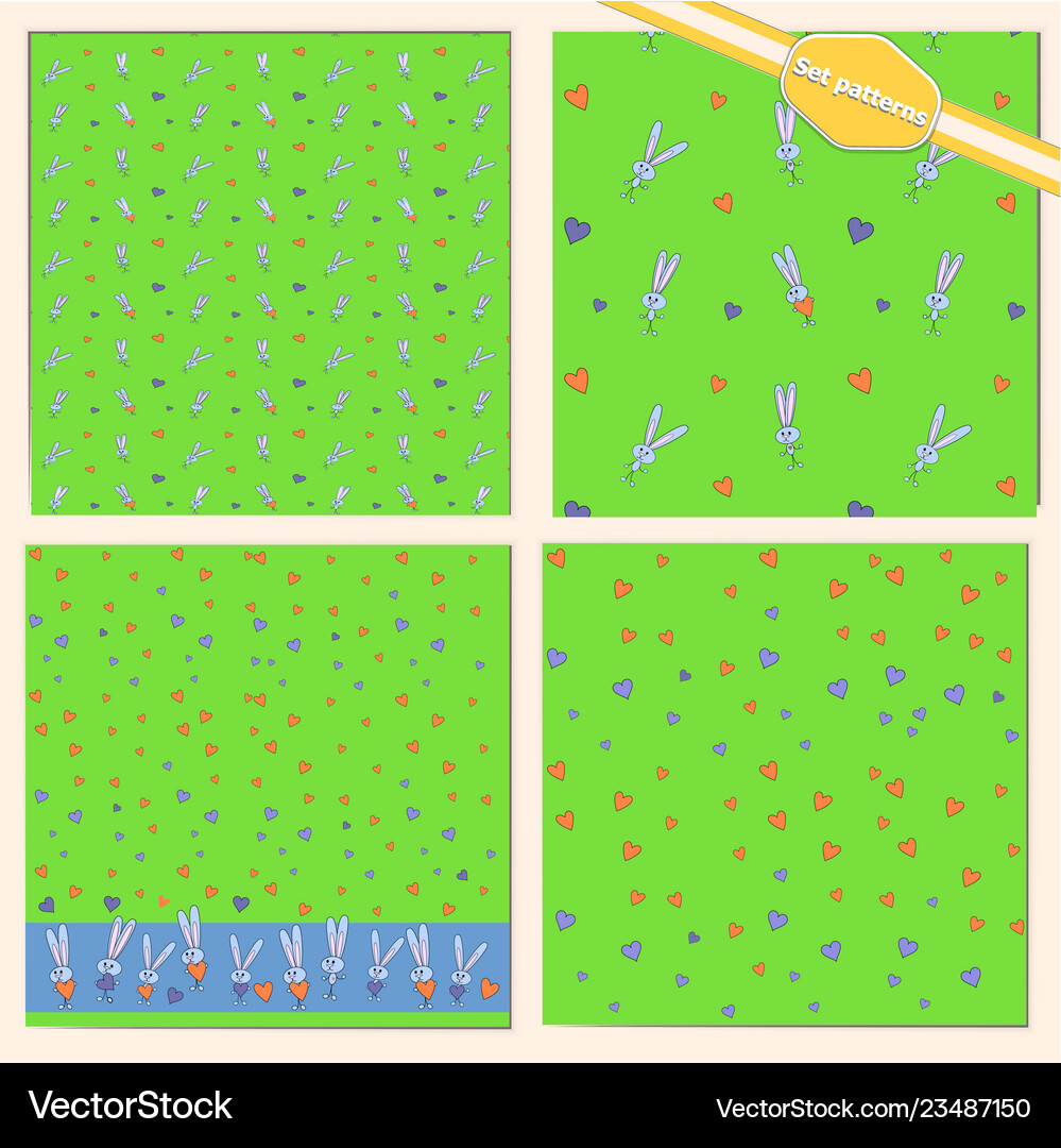 A set of patterns with rabbits for digital scrap Vector Image