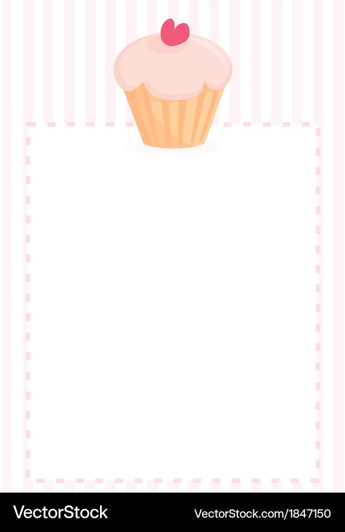 Cupcake with heart sweet pink menu Royalty Free Vector Image