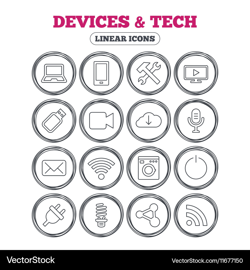 Devices and technologies icons usb wi-fi Vector Image
