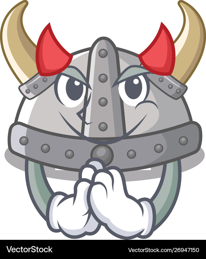 Devil viking helmet toys on mascot table Vector Image
