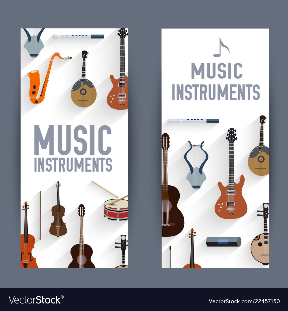 Flat music instruments banners concept Royalty Free Vector Flat music instruments banners concept Royalty Free Vector