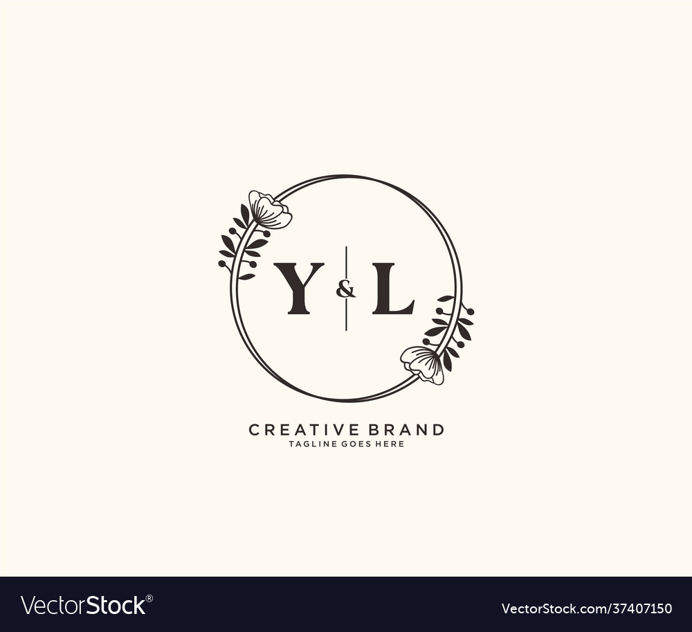 Initial yl letters hand drawn feminine and floral Vector Image