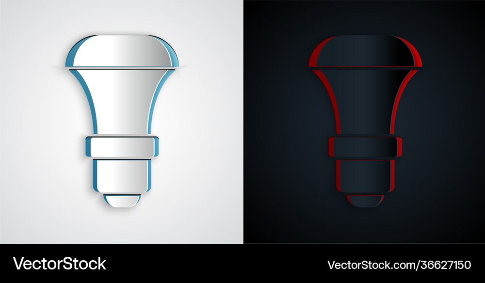 Paper cut led light bulb icon isolated on grey Vector Image