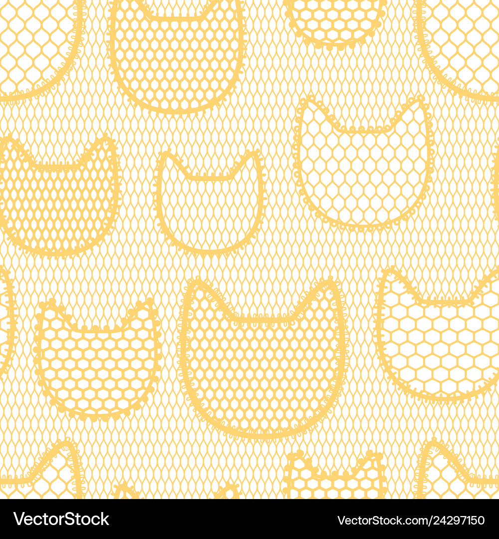 Seamless lace pattern with cats vintage textile Vector Image