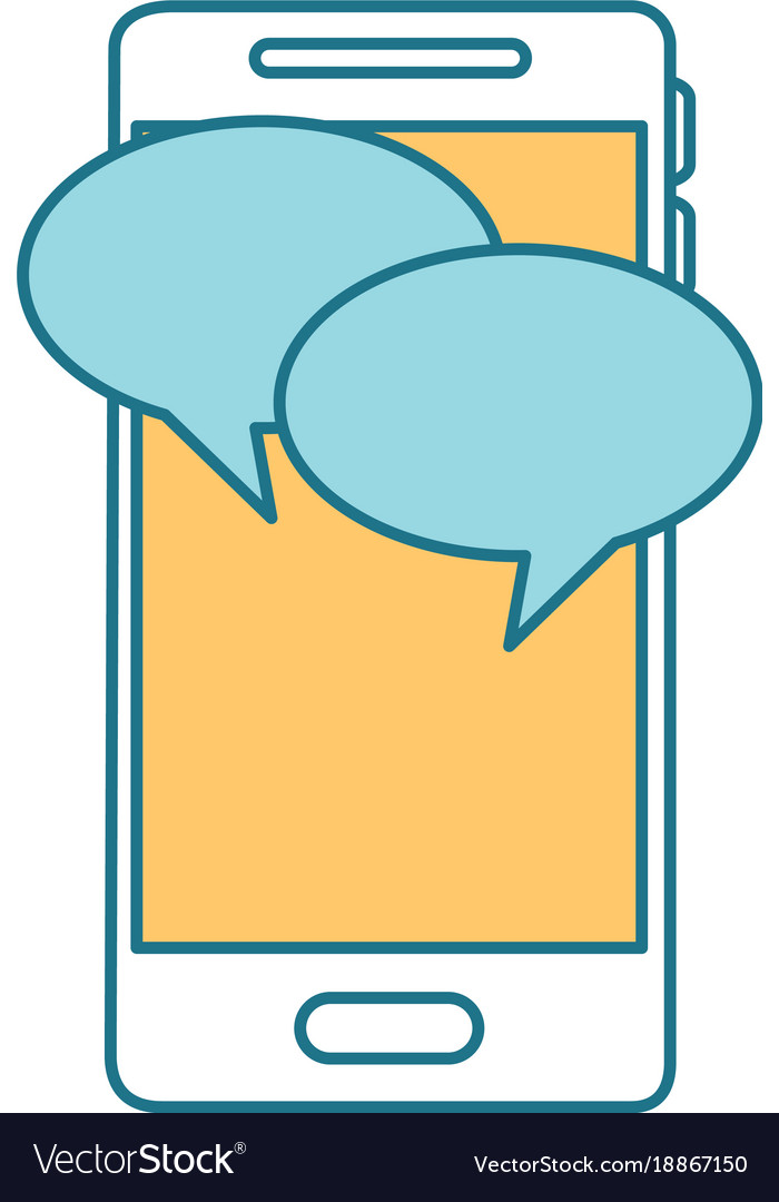 Smartphone device with speech bubbles Royalty Free Vector