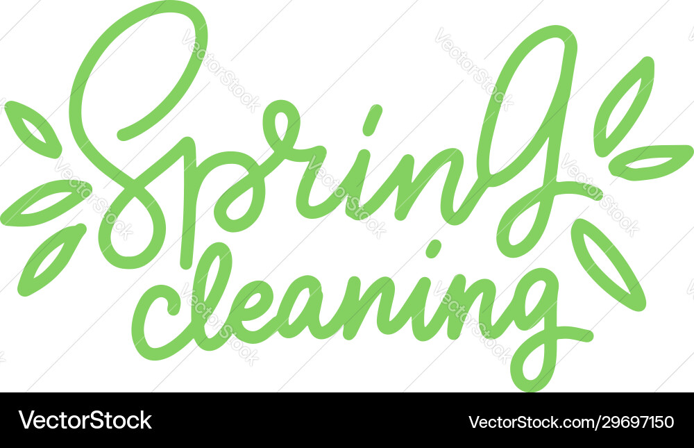 Spring cleaning hand drawn line trendy lettering Vector Image