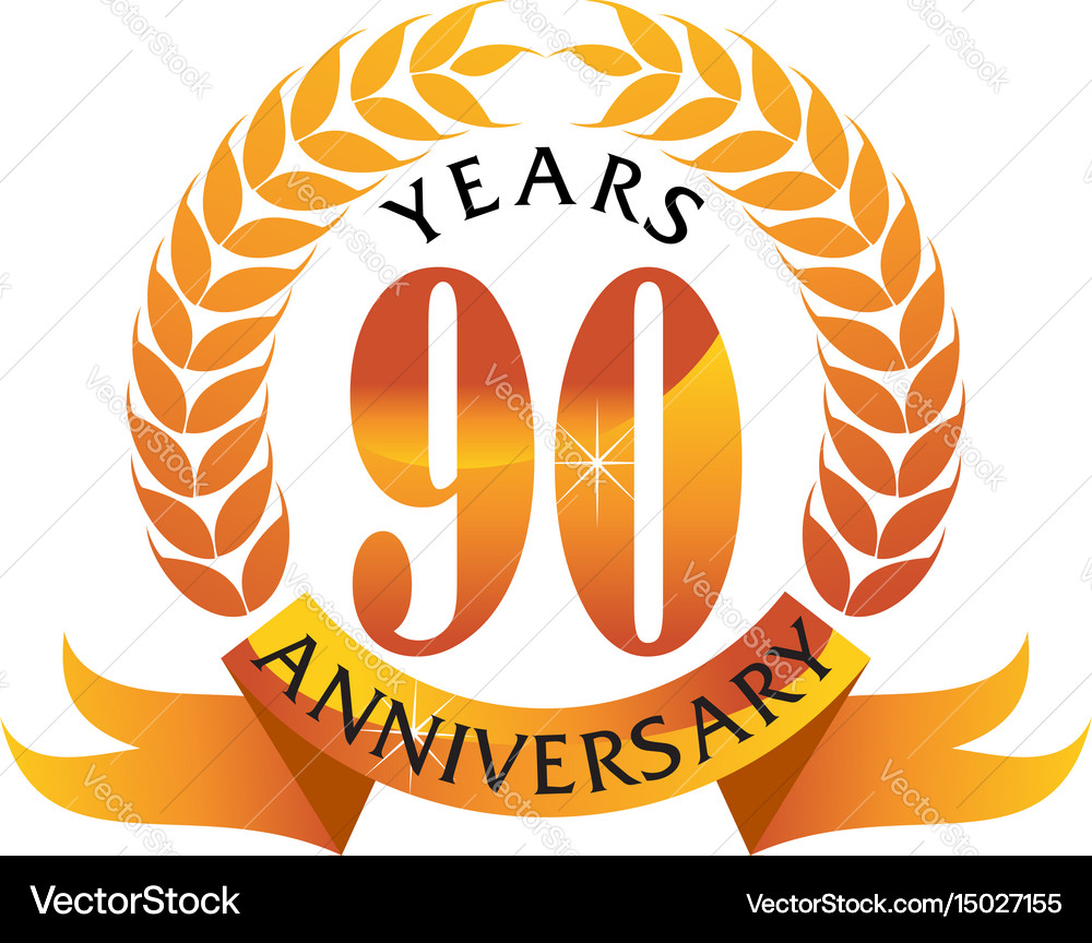 90 years ribbon anniversary Royalty Free Vector Image