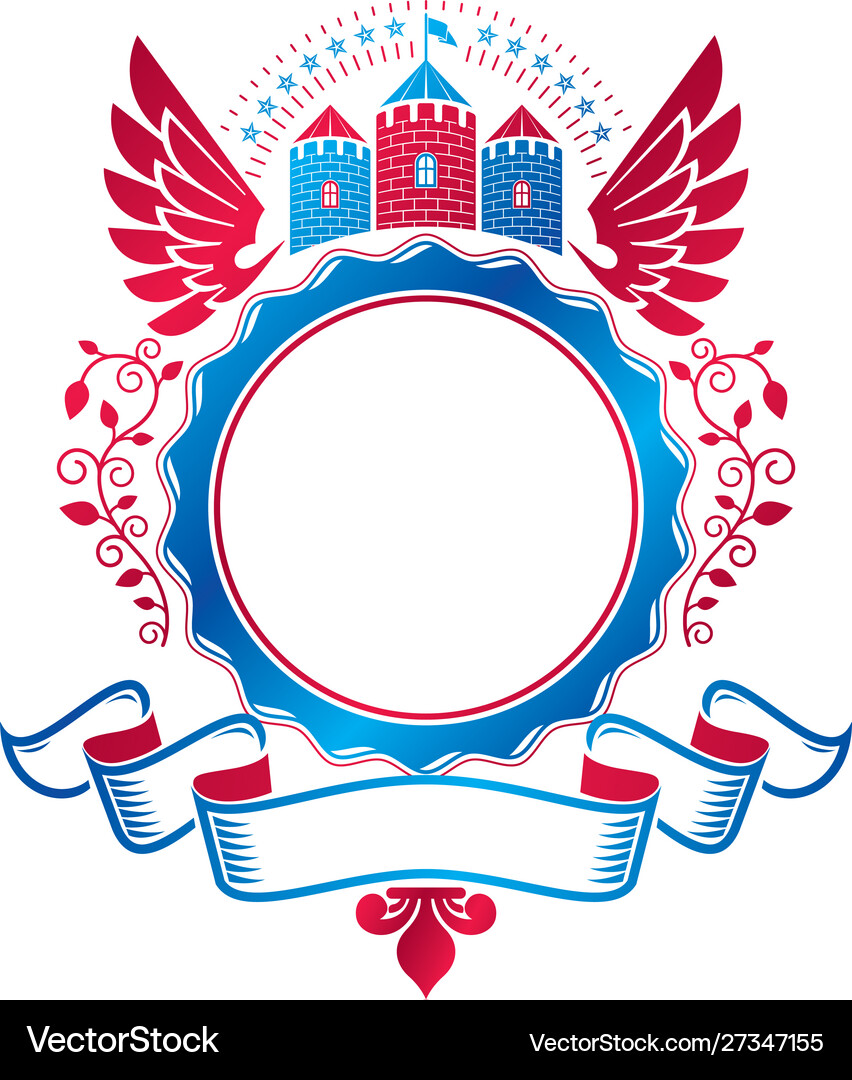 Ancient citadel emblem heraldic design element Vector Image