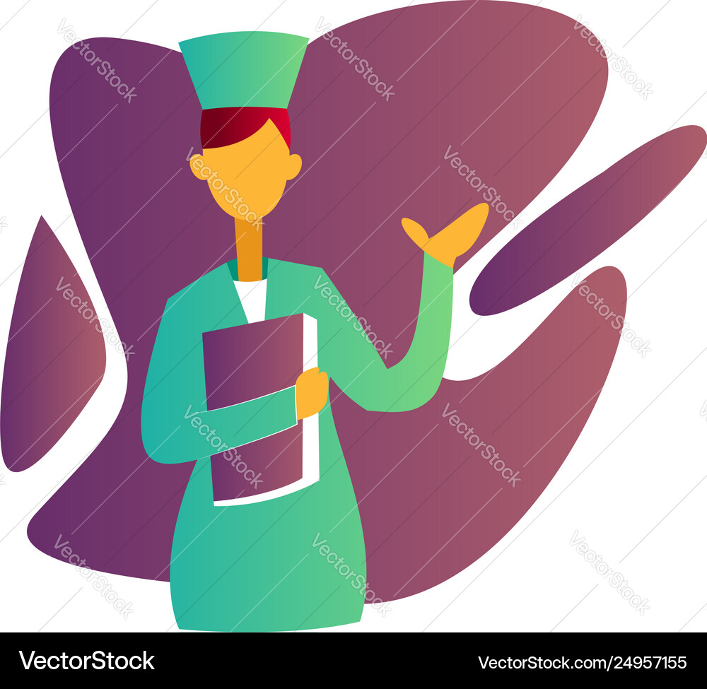 Colorful a nurse holding record in front Vector Image