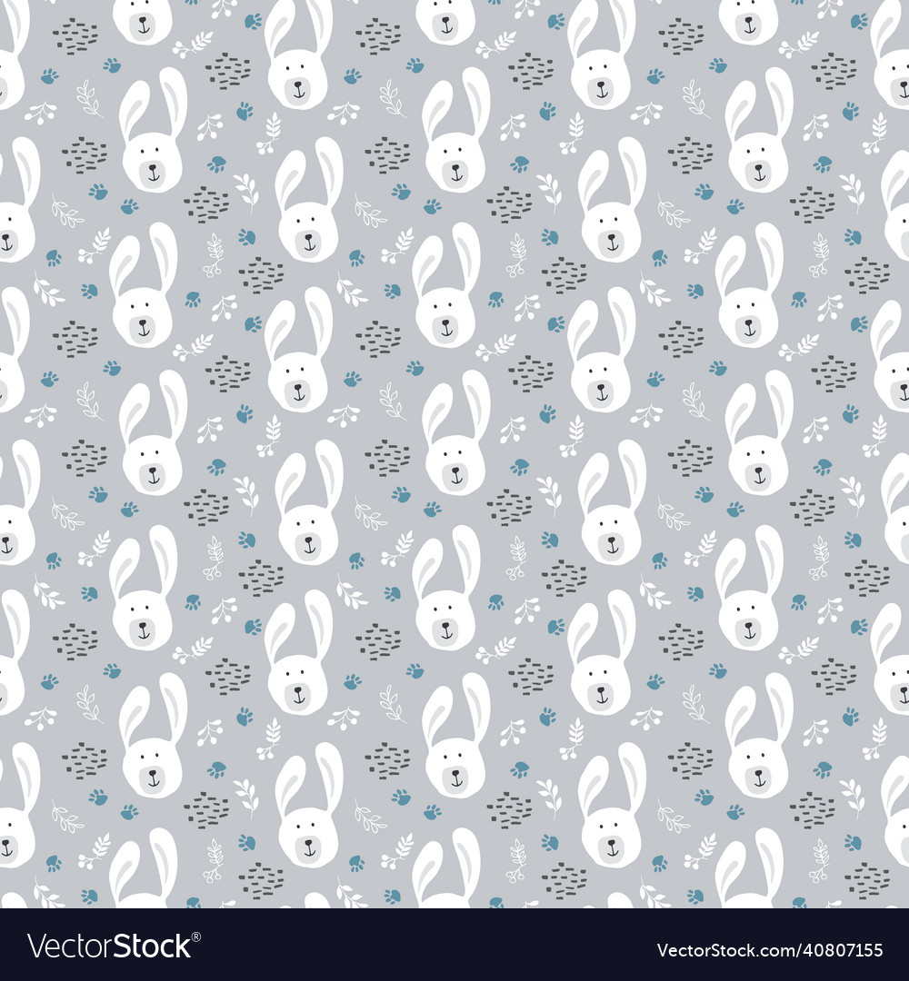 Cute rabbit seamless pattern cartoon animals Vector Image