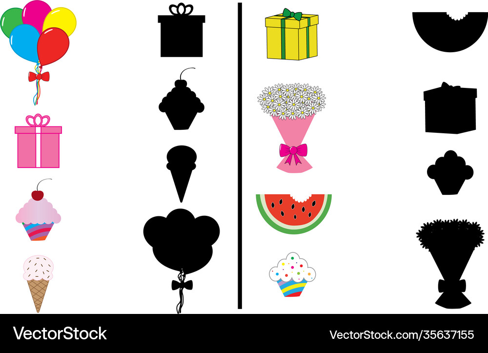 Find shadow kid s game set holiday icons Vector Image
