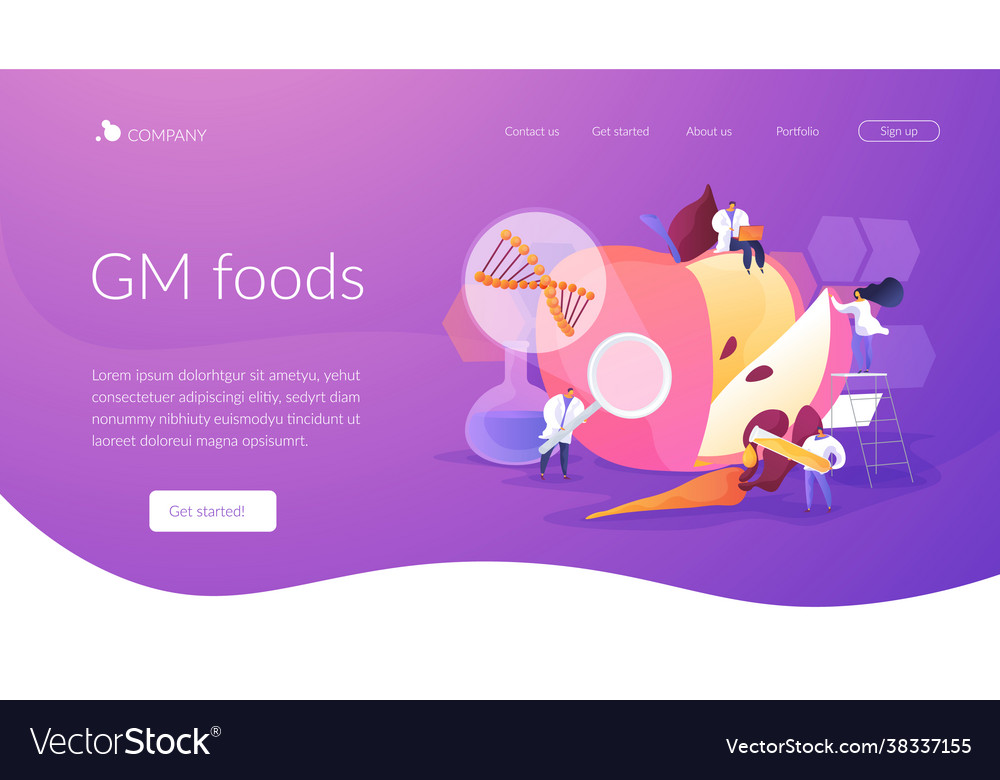 Genetically modified foods landing page concept Vector Image
