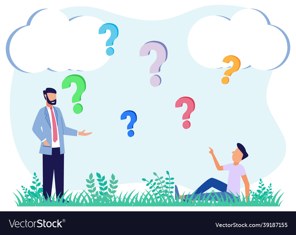 Graphic cartoon character of answering questions Vector Image