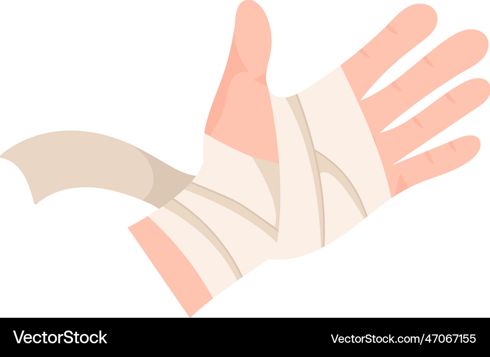 Hand injuries treatment with bandage up Royalty Free Vector