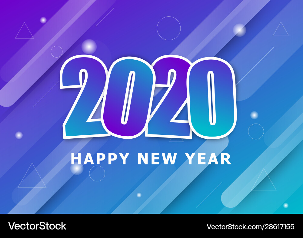 Happy new year 2020 with colourful background Vector Image