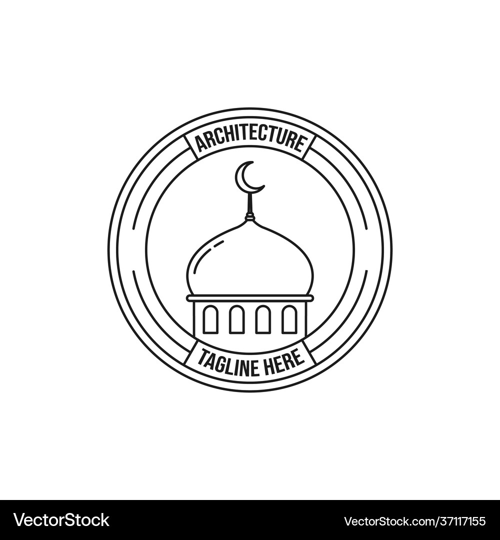 Islamic symbol logo line art design Royalty Free Vector