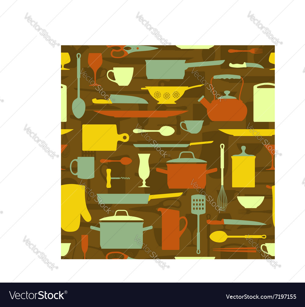 Kitchen items seamless pattern Royalty Free Vector Image