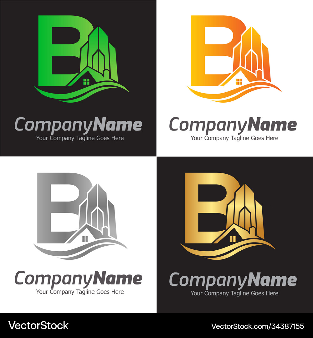 Letter b real estate logo template Royalty Free Vector Image