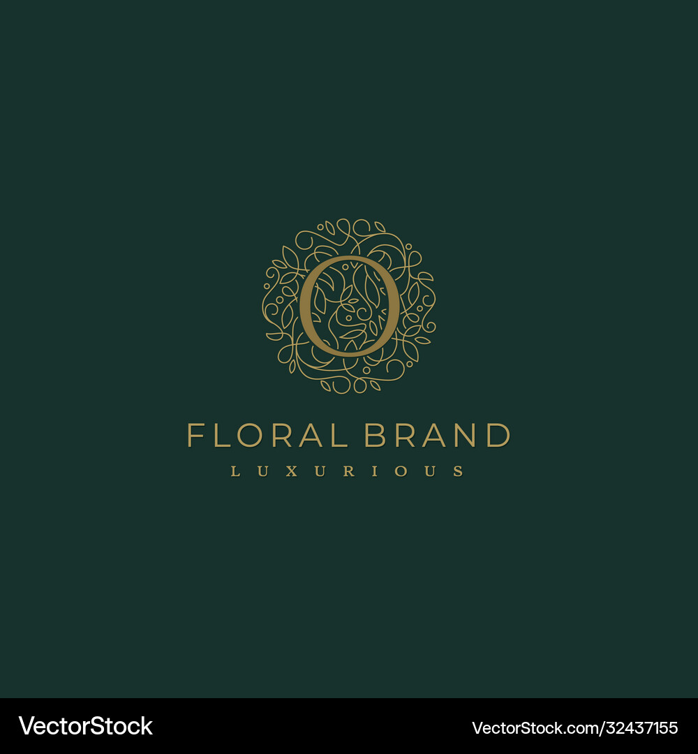 Letter o circle floral botanical leaf logo design Vector Image