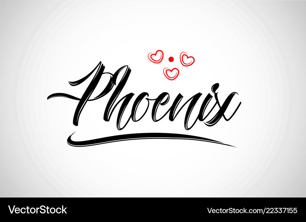 Phoenix city design typography with red heart Vector Image