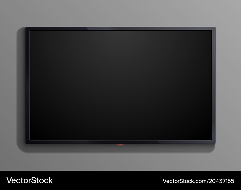 Realistic black television screen isolated 3d Vector Image