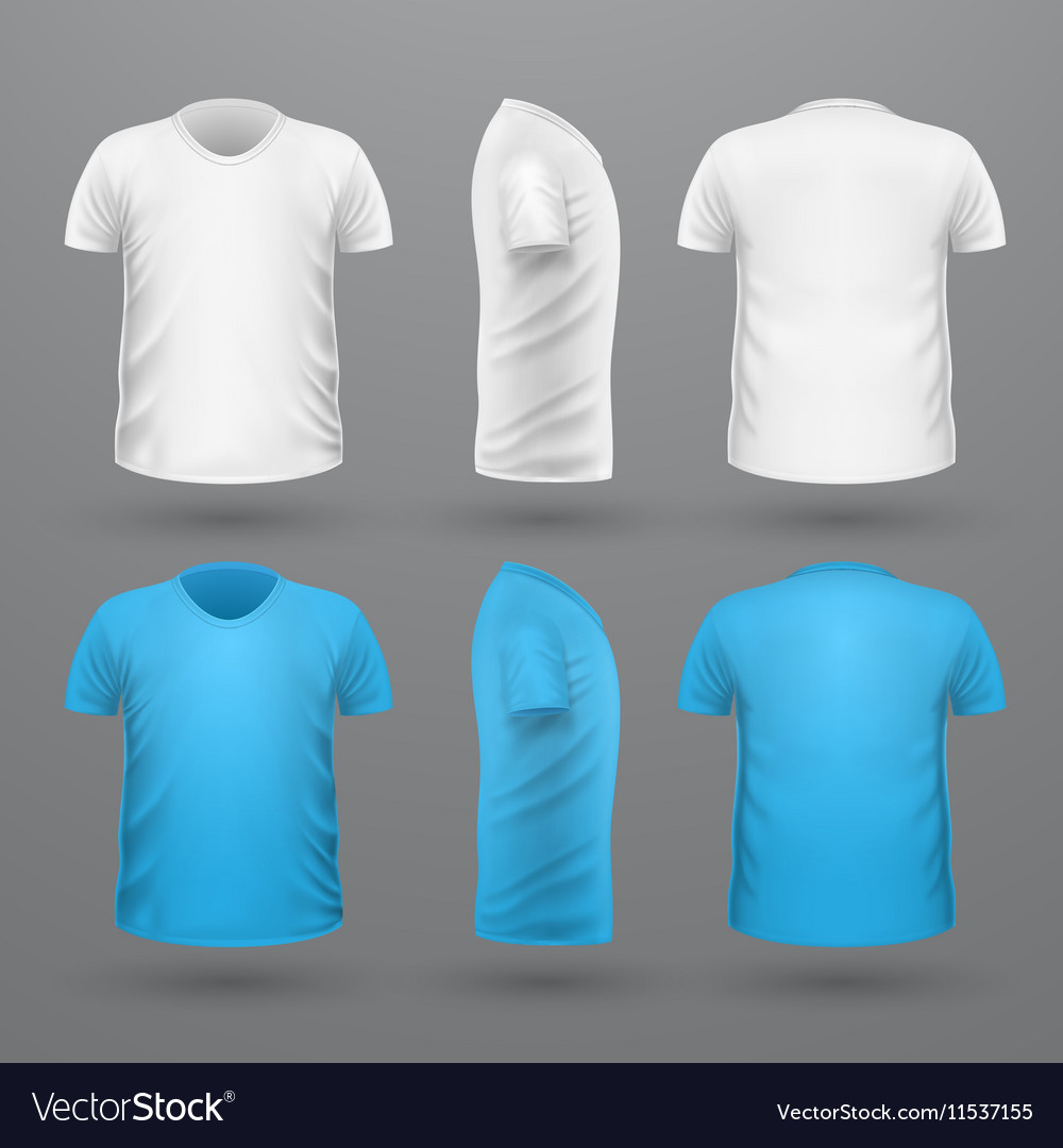 T shirt Template Set Front Side Back View Vector Image