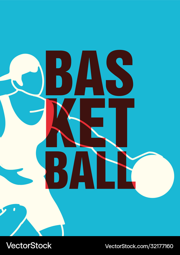 Basketball letters in front player man Royalty Free Vector