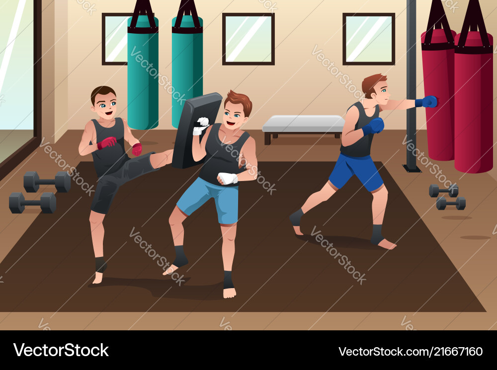 Boxer training in the gym Royalty Free Vector Image
