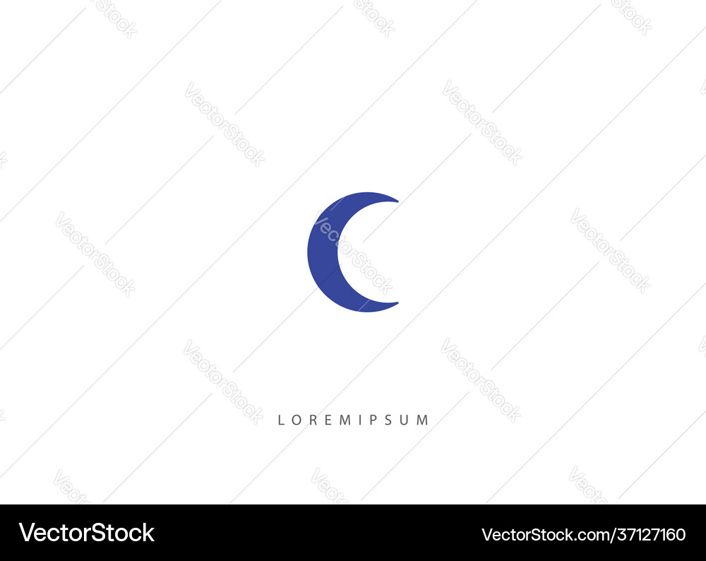C letter moon logo design template curved Vector Image