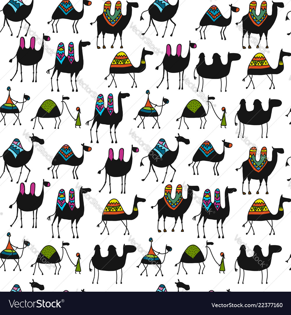 Camels caravan seamless pattern for your design Vector Image