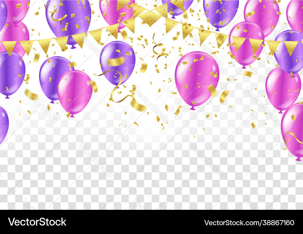 Collection light purple balloons flying Royalty Free Vector