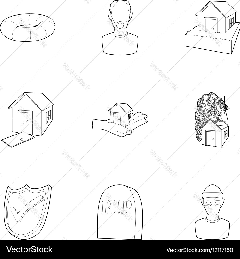 Emergency icons set outline style Royalty Free Vector Image