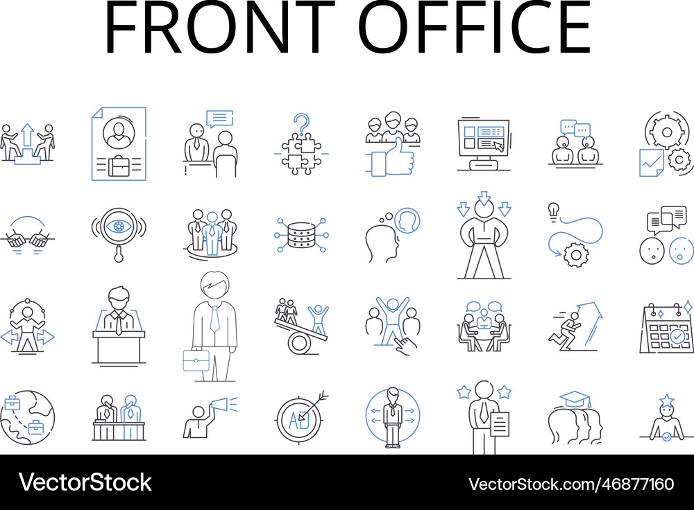 Front office line icons collection backstage area Vector Image