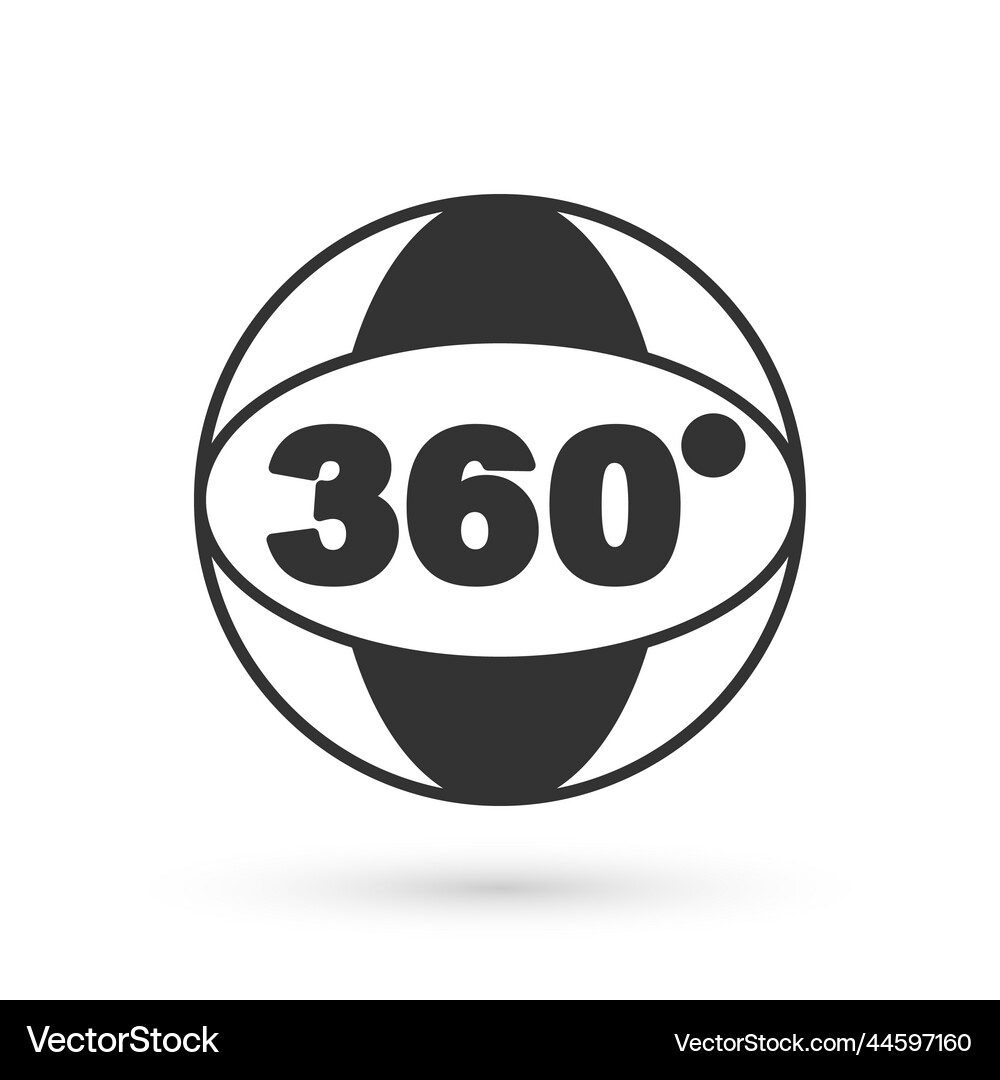 Grey 360 degree view icon isolated on white Vector Image
