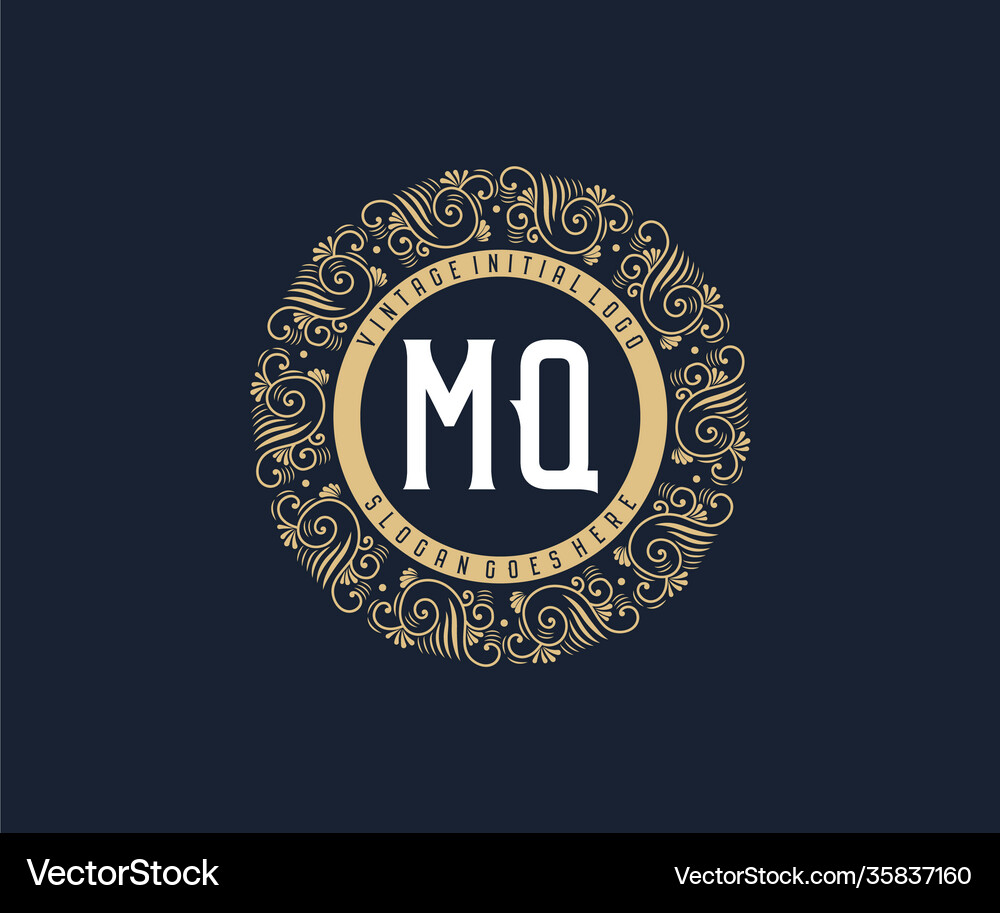 Initial mq antique retro luxury victorian Vector Image