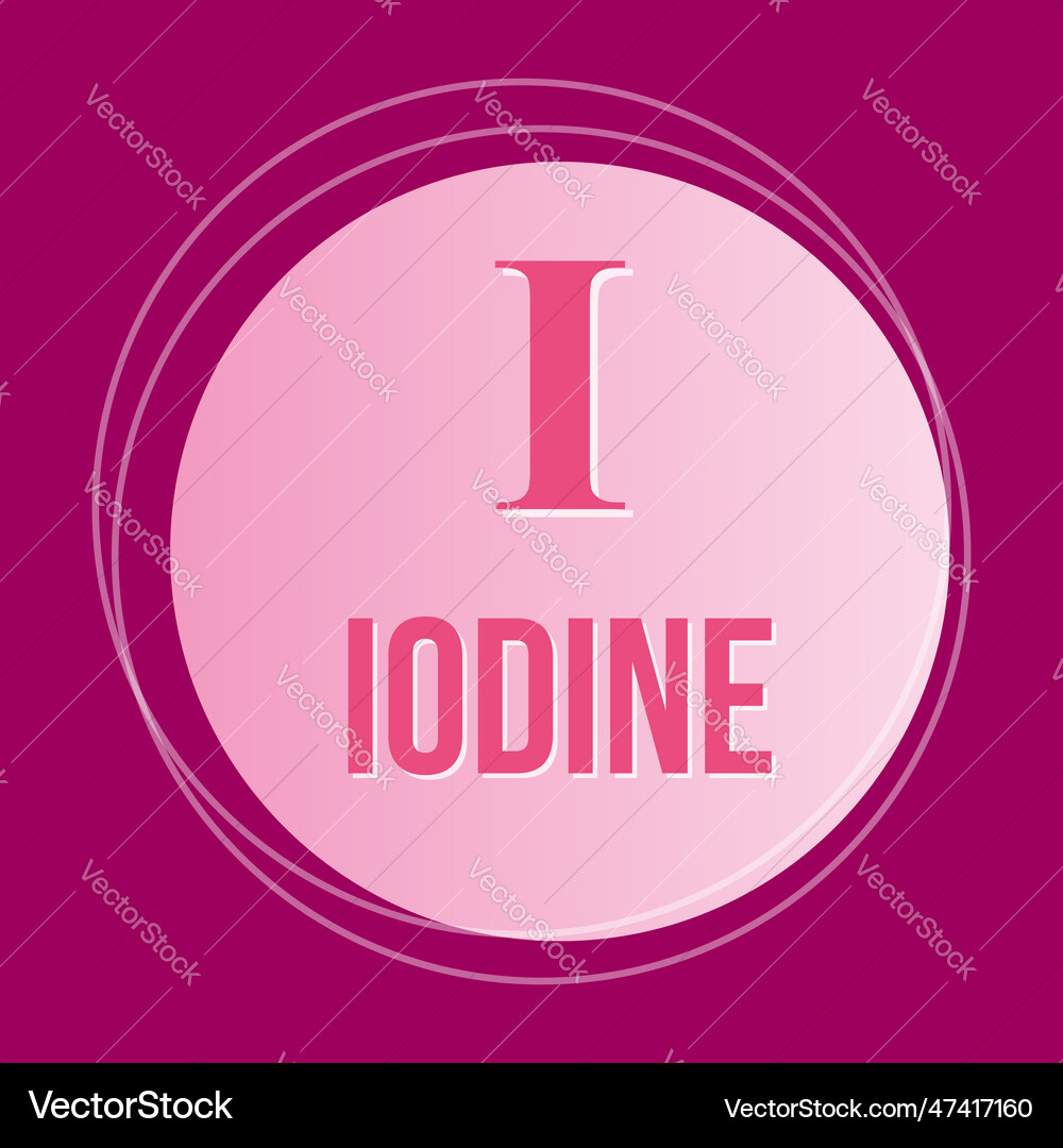 Iodine round icon dark rose background Royalty Free Vector